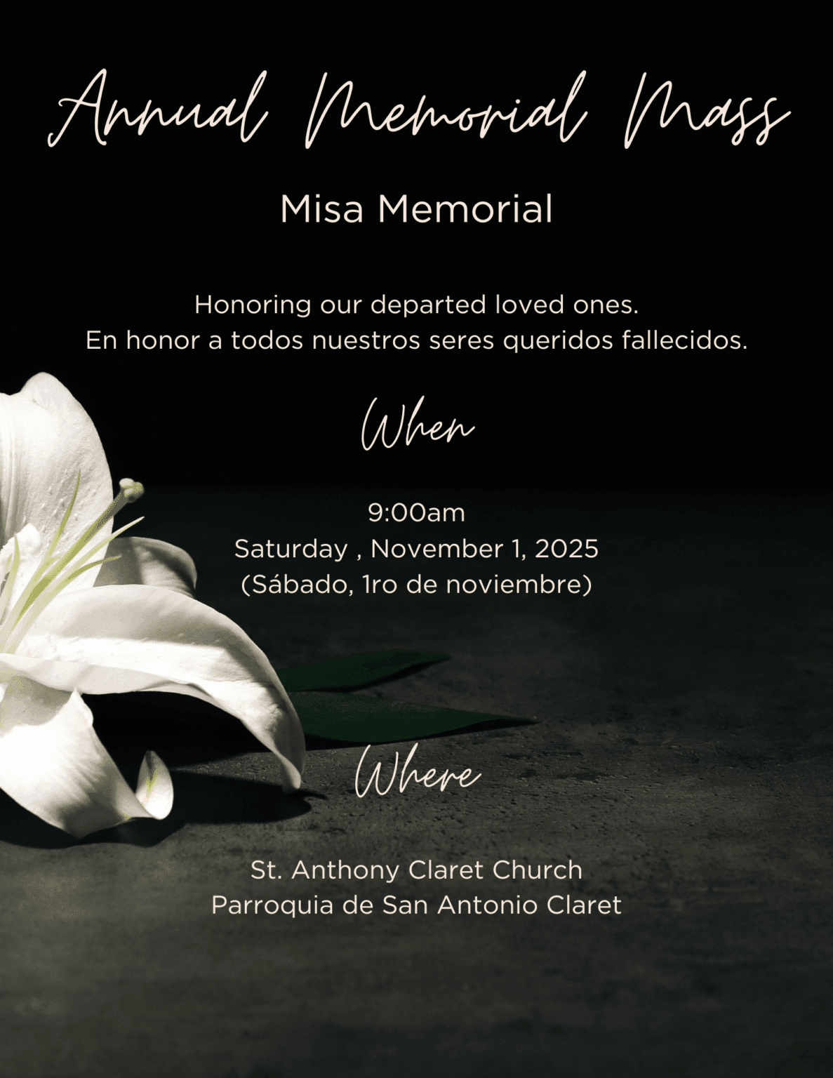 Annual Memorial Mass – St. Anthony Mary Claret