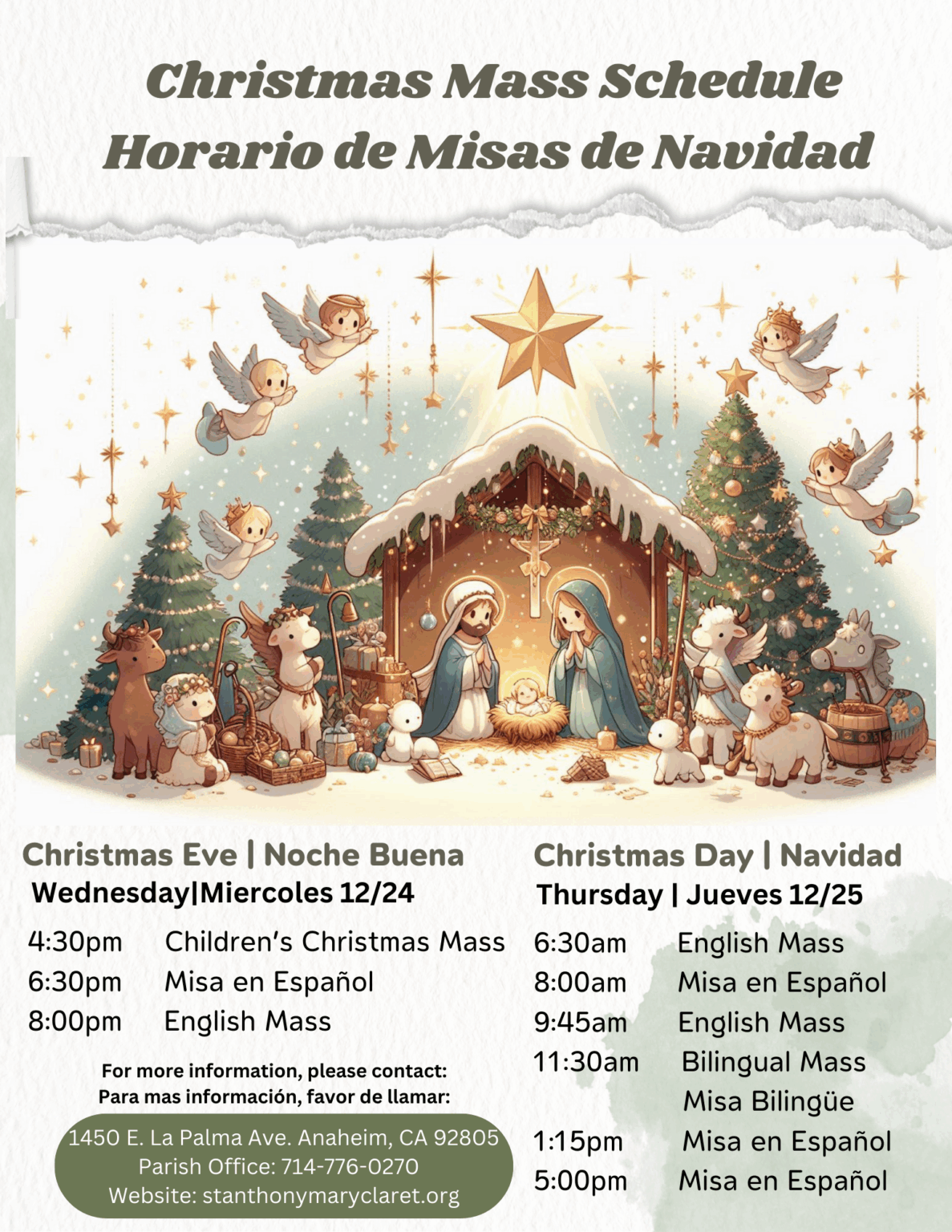 Christmas Eve & Day Mass Schedule – St. Anthony Mary Claret